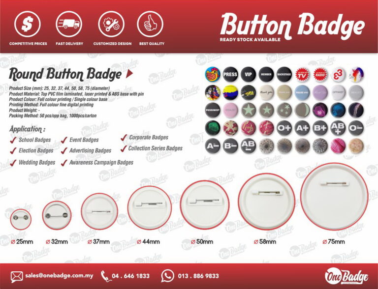 BUTTON BADGE sizes for Marketing Campaign in Malaysia | ONEBADGE