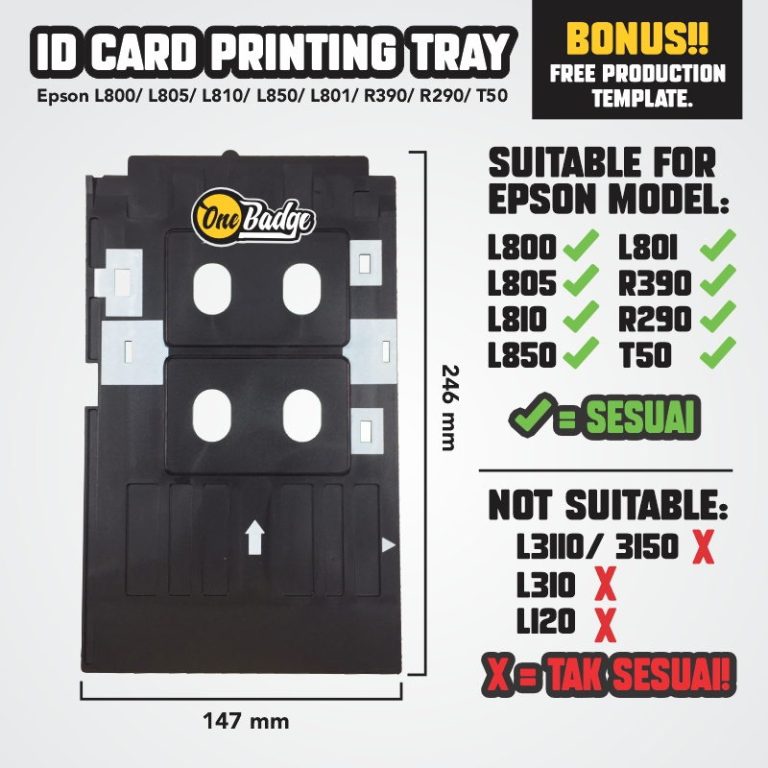 PVC ID Card Tray For Inkjet Printer - Epson T60 | L800 | L805 | R260 ...
