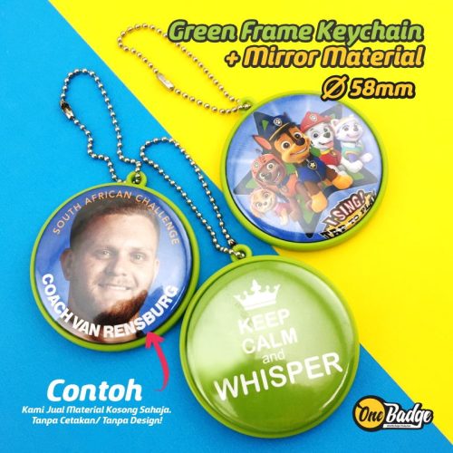 Green Frame Keychain Mirror Button Badge Material-58mm (50pcs/pkt ...