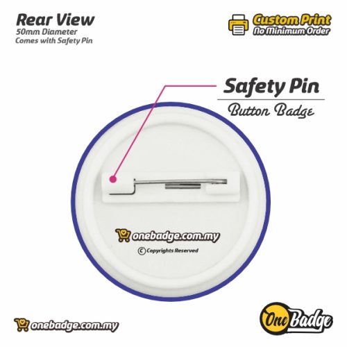 44mm Diameter Button Badge Safety Pin- Custom Design & Print | Supplier ...