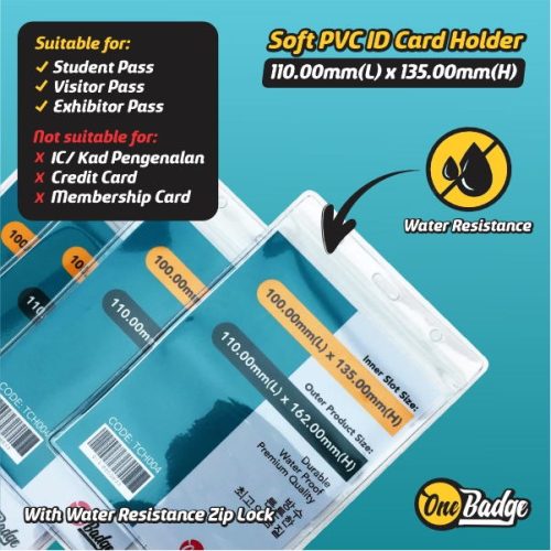Transparent PVC ID Card Holder | 100mm x 135mm - Vertical Pocket ...