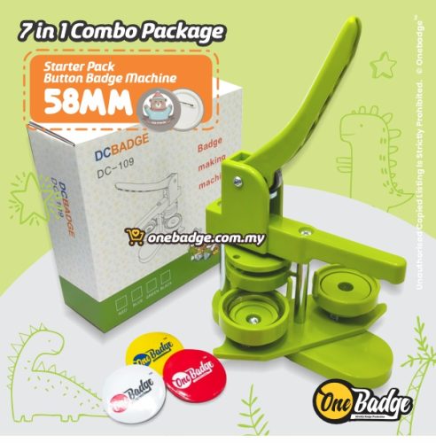 Maika Green Button Badge Machine with 44mm/58mm Mould ( 7 in 1 Package ...