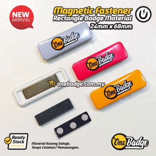 Strong Magnet Rectangle Badge Material- 24mm (H) x 68mm (L) | Name Tag ...