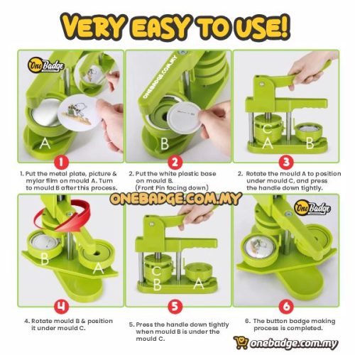 Maika Green Button Badge Machine with 25mm Mould (7 in 1 Package ...