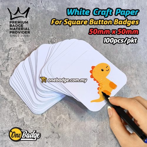 White Craft Paper for Square Button Badge 50mm x 50mm (100pcs/pkt ...